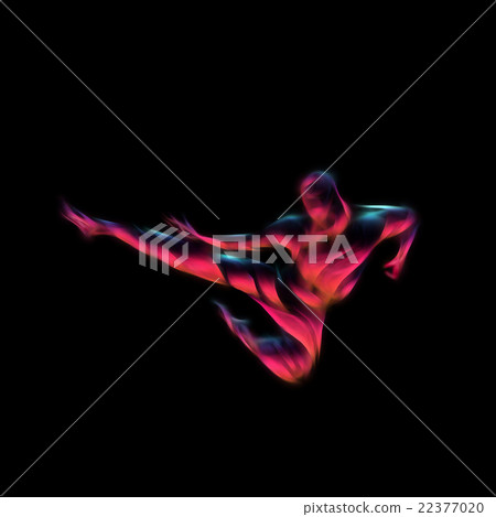 Martial arts abstract karate kick on black back - Stock Illustration ...