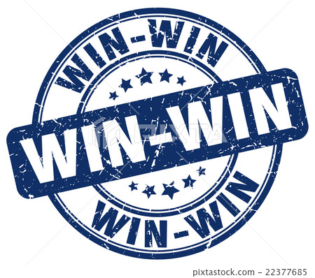 win-win blue grunge round vintage rubber stamp - Stock Illustration ...