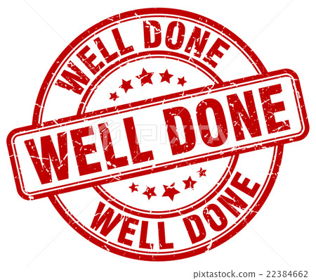 well done red grunge round vintage rubber stamp - Stock Illustration ...