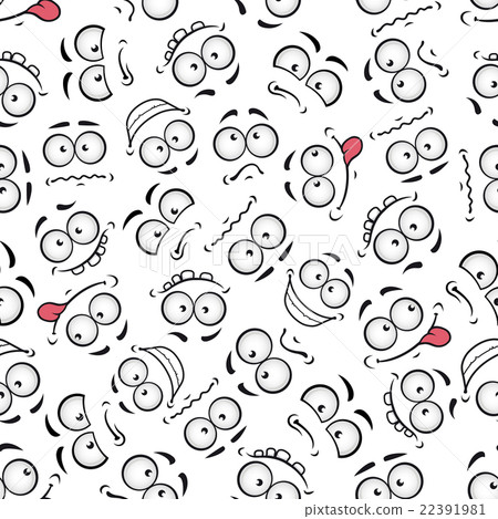 Funny comics faces seamless pattern background - Stock Illustration ...