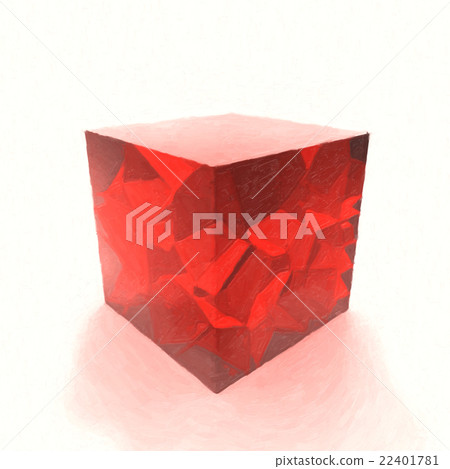 Red glass cube oil painted. 3d illustration - Stock Illustration ...