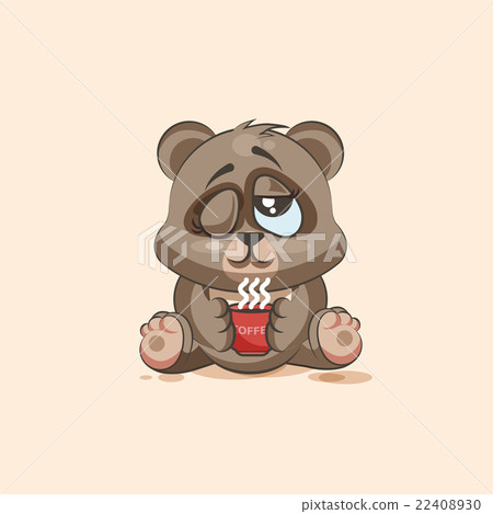 isolated Emoji character cartoon Bear just woke up - Stock Illustration ...