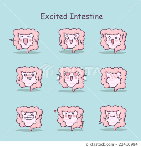 Excited cartoon intestine set - Stock Illustration [22410984] - PIXTA