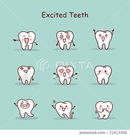 Excited cartoon tooth set-插圖素材 [22411000] - PIXTA圖庫