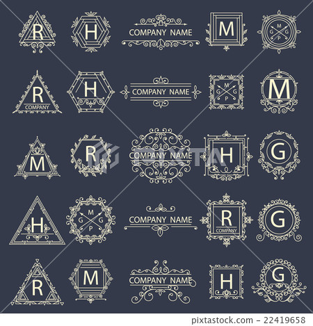 Set monogram company logos, business sign - Stock Illustration ...