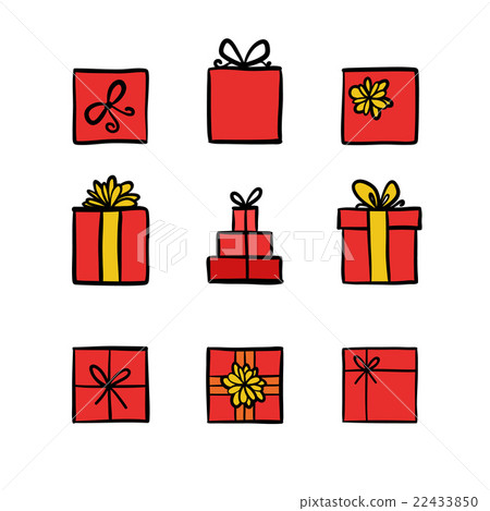 Hand drawn colored doodle icons gift boxes - Stock Illustration ...