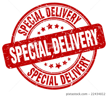 special delivery red grunge round rubber stamp - Stock Illustration ...