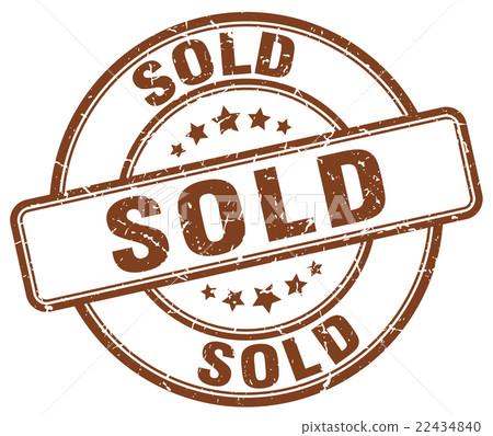 sold brown grunge round vintage rubber stamp - Stock Illustration ...