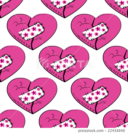 Seamless pattern broken and patched heart - Stock Illustration ...