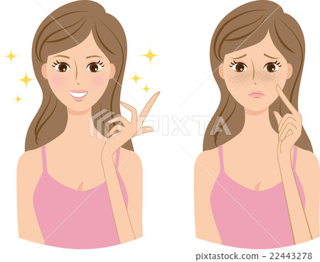 Women's skin trouble freckles before & after - Stock Illustration ...