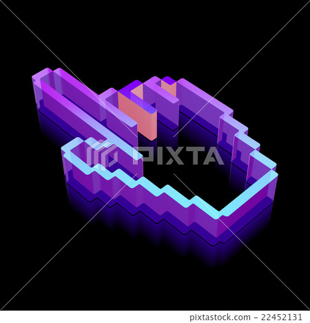 Web development icon: 3d neon glowing Mouse Cursor - Stock Illustration ...