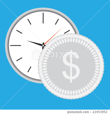 Time is money, clock with silver coin - Stock Illustration [22453952 ...