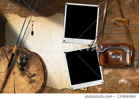 Fishing Tackle and Old Vintage Camera - Stock Illustration [22466964 ...