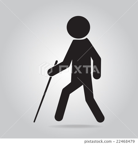 Blind man with stick symbol illustration - Stock Illustration [22468479 ...