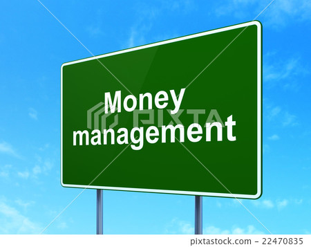 Currency concept: Money Management on road sign - Stock Illustration ...