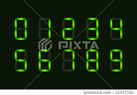 Set of green digital number signs - Stock Illustration [22472182] - PIXTA