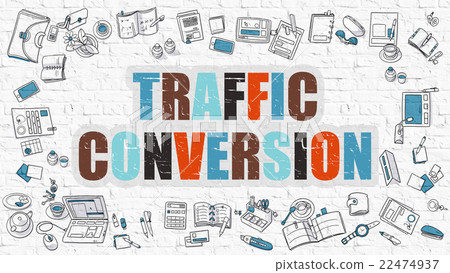 Traffic Conversion Concept with Doodle Design - Stock Illustration ...