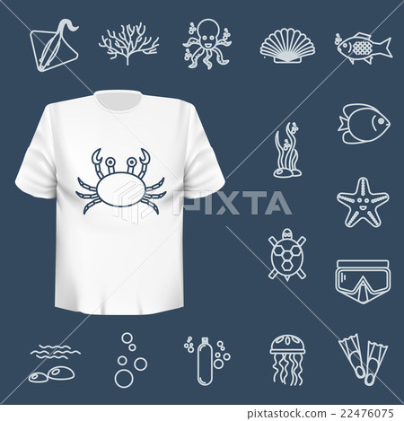 Diving icons set with fish and equipment - Stock Illustration [22476075 ...