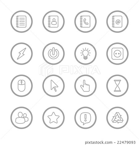 gray line web icon set circle frame - Stock Illustration [22479093] - PIXTA