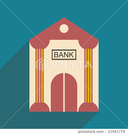 Modern flat icon with shadow Bank building - Stock Illustration ...