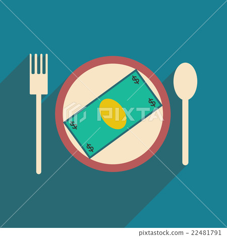 Modern flat icon with shadow bill on the plate - Stock Illustration ...