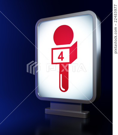 News concept: Microphone on billboard background - Stock Illustration ...