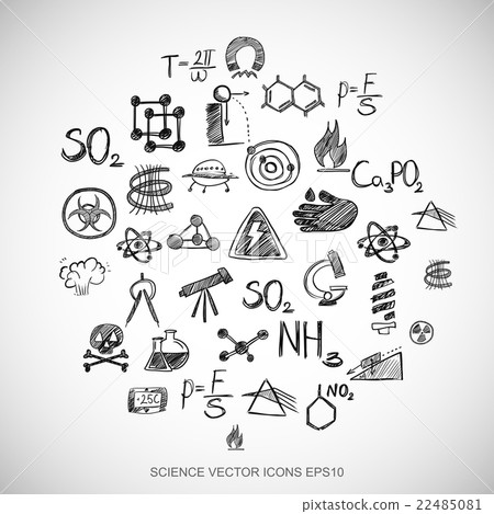 Black doodles Hand Drawn Science Icons set on - Stock Illustration ...