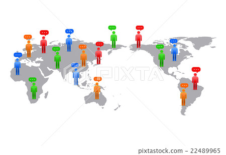 People who talk on the world map - Stock Illustration [22489965] - PIXTA