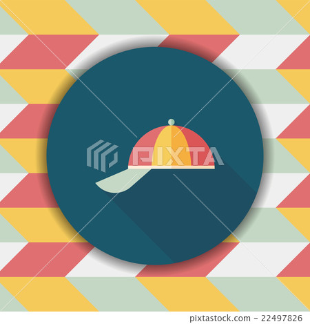 Peaked cap flat icon with long shadow,eps10 - Stock Illustration ...