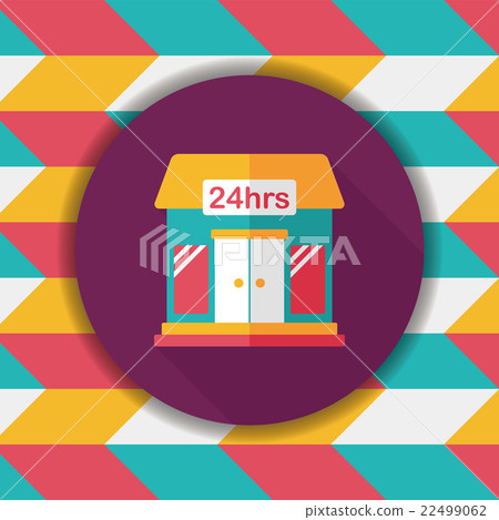 Building convenient store flat icon with long... - Stock Illustration ...