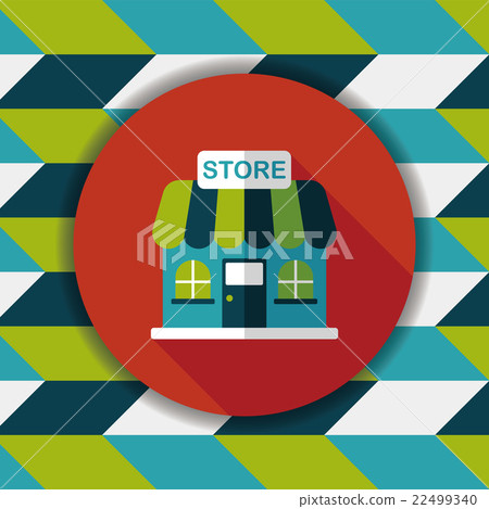 Building shop store flat icon with long... - Stock Illustration ...