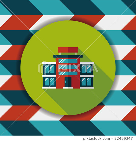 Commercial Building flat icon with long... - Stock Illustration ...