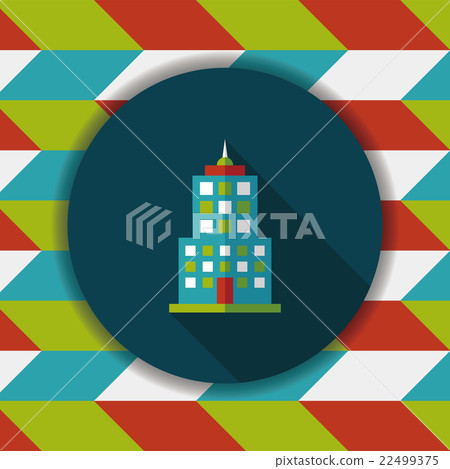 Commercial Building flat icon with long... - Stock Illustration ...