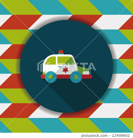 Transportation police car flat icon with long... - Stock Illustration ...