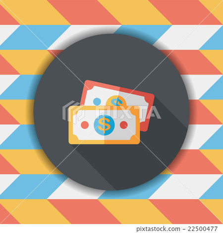 shopping money cash flat icon with long... - Stock Illustration ...