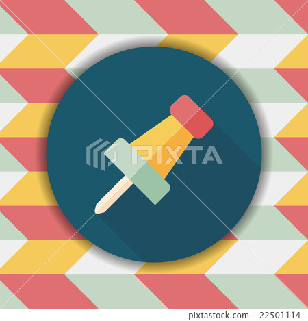 push pin flat icon with long shadow,eps10 - Stock Illustration ...