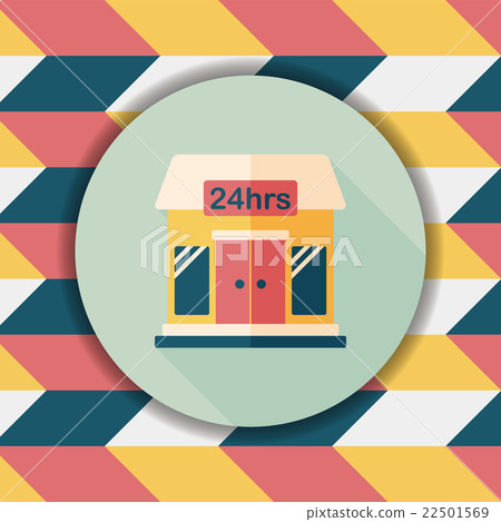Building convenient store flat icon with long... - Stock Illustration ...