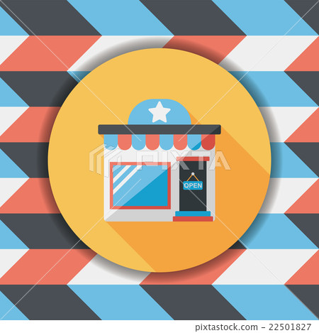Building shop store flat icon with long... - Stock Illustration ...