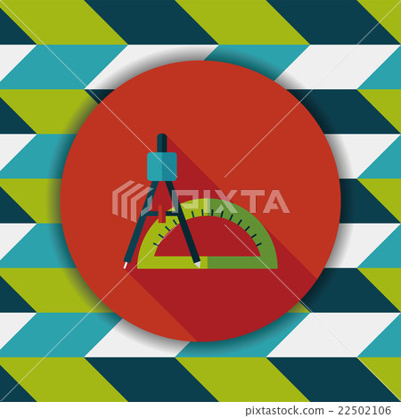 rulers and compass flat icon with long... - Stock Illustration ...