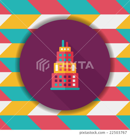 Commercial Building flat icon with long... - Stock Illustration ...