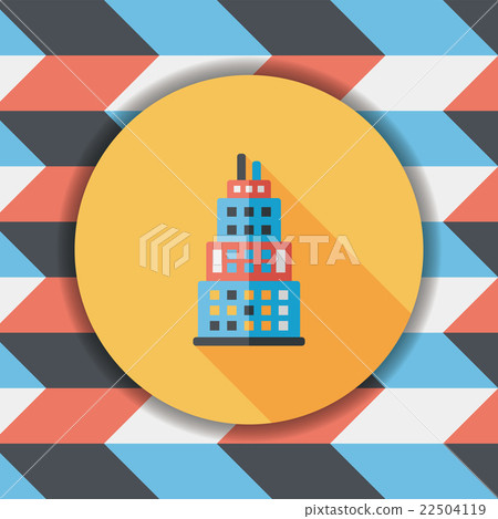 Commercial Building flat icon with long... - Stock Illustration ...