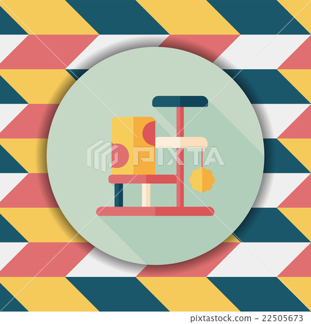 Pet cat tree flat icon with long shadow,eps10 - Stock Illustration ...