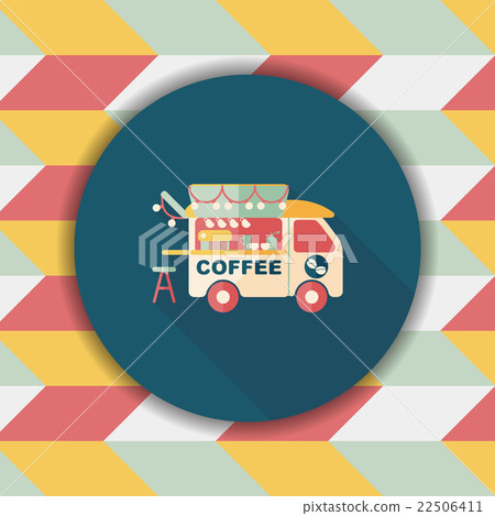 Coffee shop car flat icon with long shadow,eps10 - Stock Illustration ...