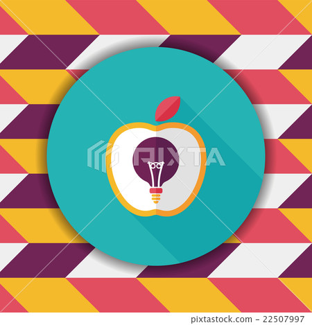 light bulb in apple flat icon with long... - Stock Illustration ...