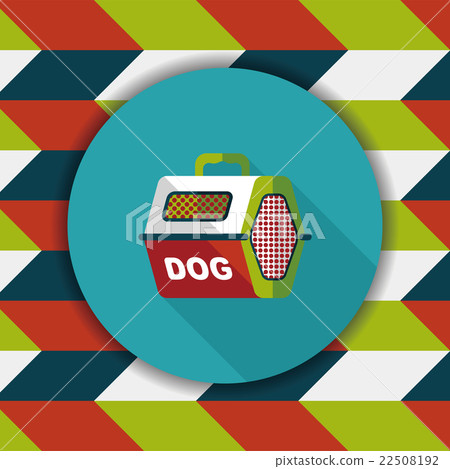 Pet dog travel cage flat icon with long... - Stock Illustration ...