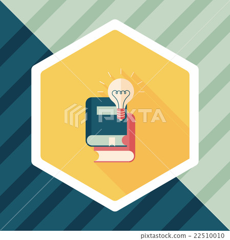 light bulb over books flat icon with long... - Stock Illustration ...