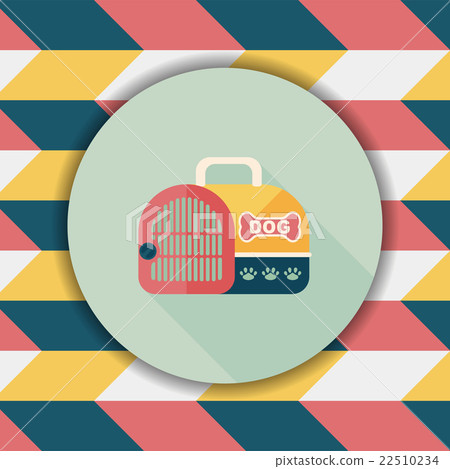 Pet dog travel cage flat icon with long... - Stock Illustration ...
