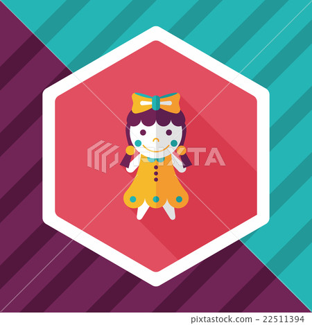 girl doll toy flat icon with long shadow,eps 10 - Stock Illustration ...