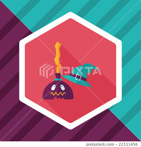 Witch broom flat icon with long shadow,eps10 - Stock Illustration ...