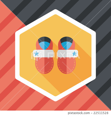 baby booties flat icon with long shadow - Stock Illustration [22511528 ...